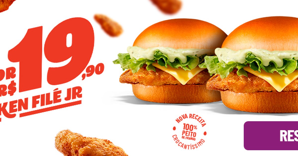 Bob's Brasil - 2 Chicken Filé Jr por R$ 19,90